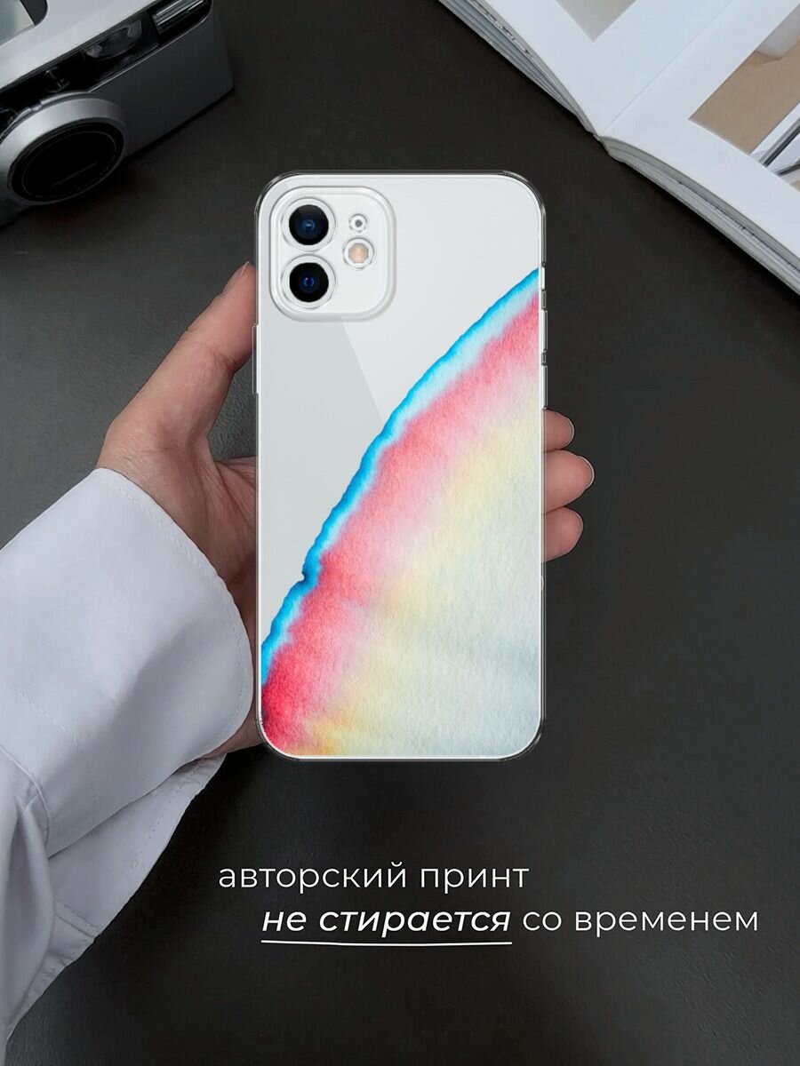 Чехол на Apple iPhone 12 mini / Айфон 12 Мини с принтом Слияние красок, прозрачный — фото 1