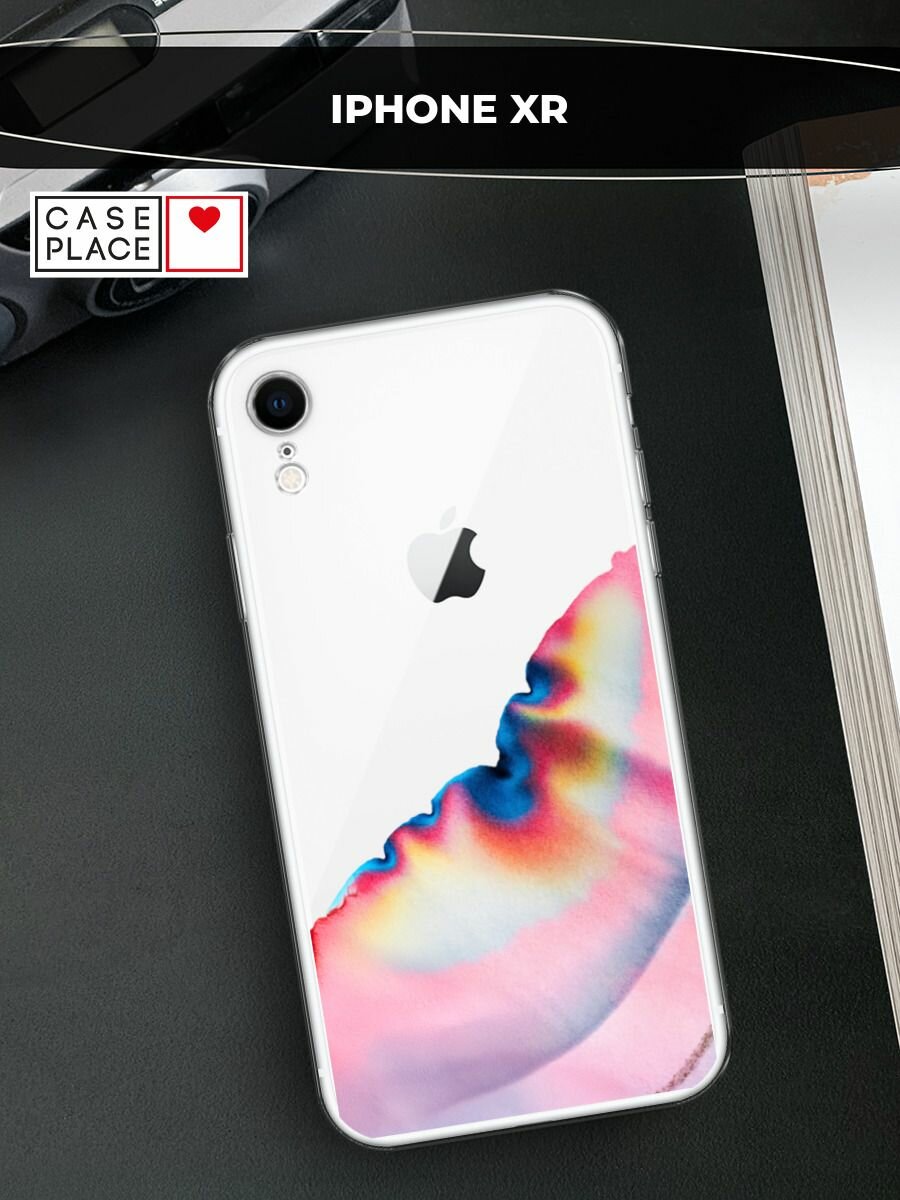 Чехол на Apple iPhone XR / Айфон XR с принтом Розовая акварель, прозрачный