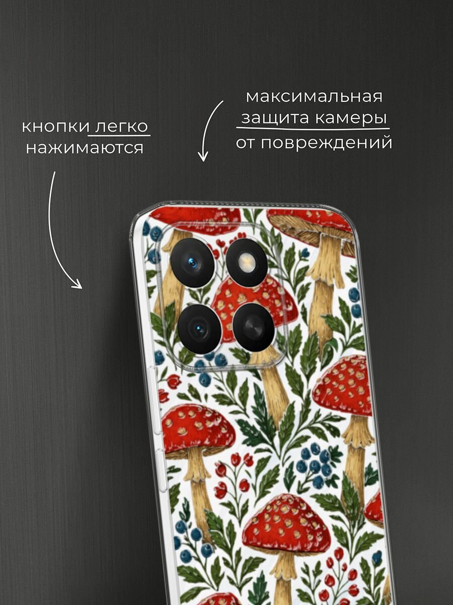 Силиконовый чехол на Honor X8c / Хонор X8c с принтом Мухоморы — фото 1