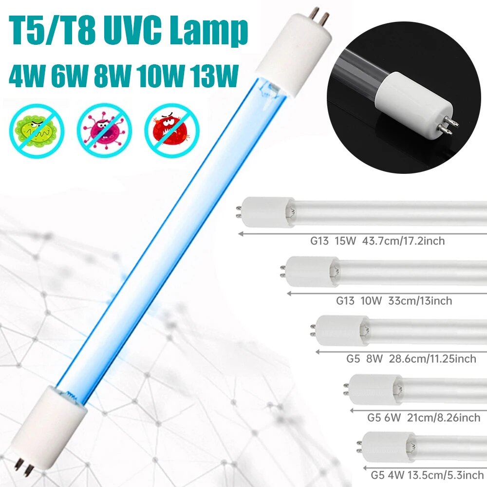УФ-лампа 8W G5/G13 для очистки воздуха