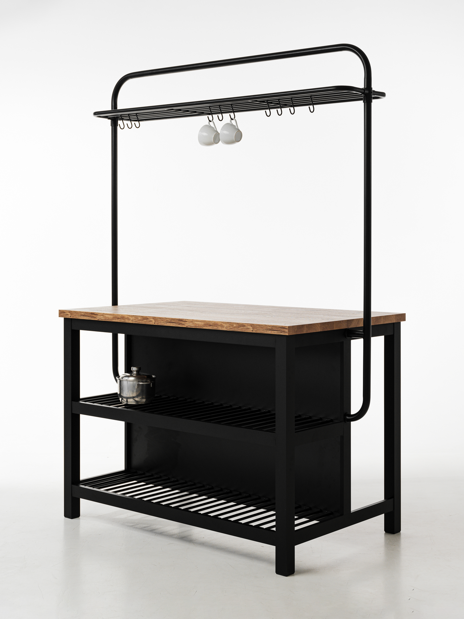 Барный стол, кухонный остров с вешалкой икеа Вадхольма, черный