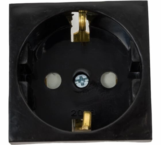 Розетка(механизм) 45х45мм для кабель канала 100х60мм "Рувинил" 2 модуля 16А IP20 с заземлением защ. шторки, цвет черный (1 штука)