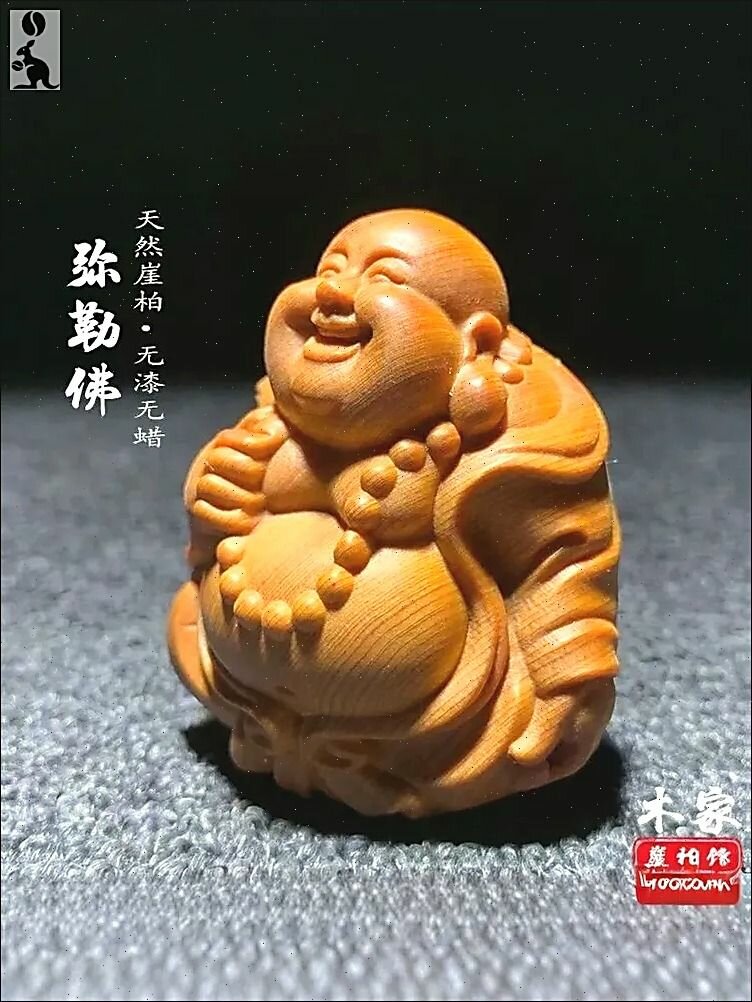 Кулон Будды Майтрейи из кедрового дерева / Смеющийся Будда Привлекающая богатство резьба