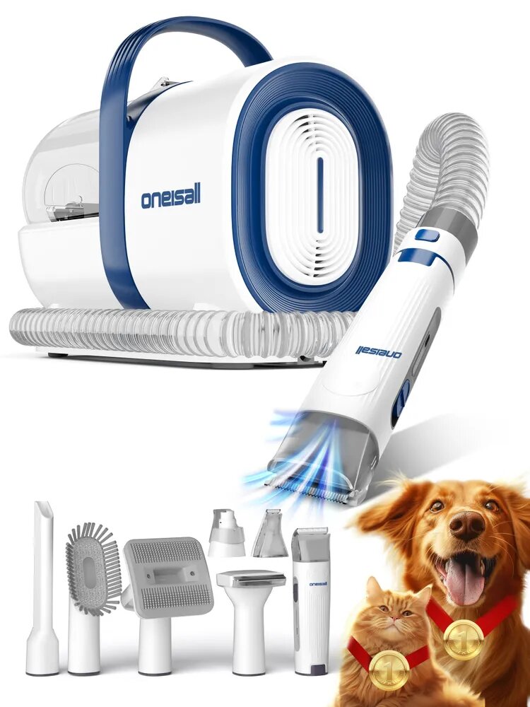 ONEISALL Фен компрессор турбо сушка для сушки животных: кошек, собак и других с механическим управлением, 7 насадками.