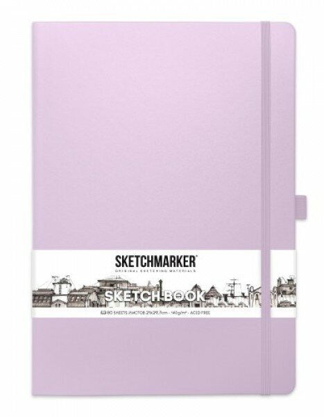 Блокнот для зарисовок Sketchmarker 140г/кв. м 21*30см, 80л, твердая обложка, фиолетовый пастельный