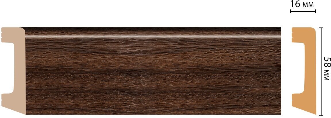 Плинтус Напольный Decomaster D234-438ДМ В58хШ16хД2400 мм / Декомастер.