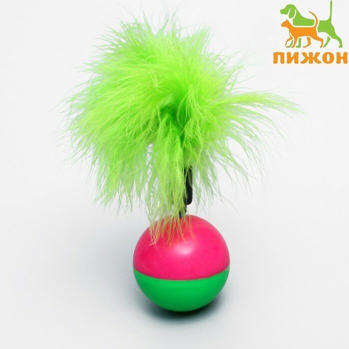Игрушка-неваляшка для кошек с пухом, пластик, цвет микс