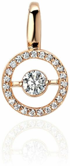 Подвеска, красное золото, 585 проба, фианит