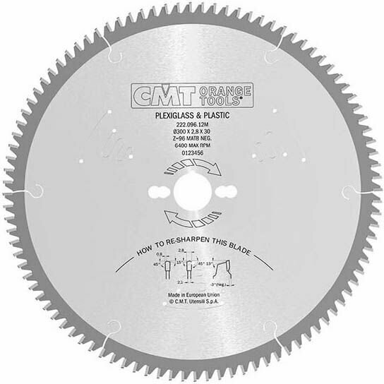 Диск пильный 300x30x2,8/2,2 -3гр MATB Z-96 MATB Z80 для оргстекла СМТ 222.096.12M