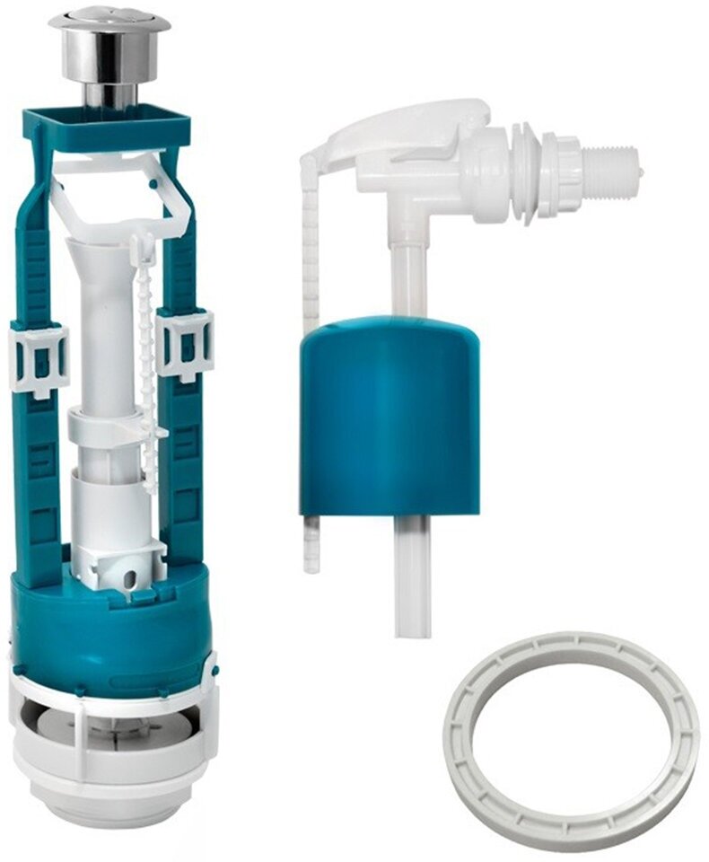 Арматура водосливная Инкоэр И-СБ2-БпрН-ХХ-В Р, 2 кнопки (гальваническое покрытие), боковой подвод