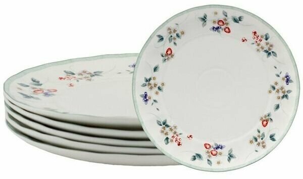 Тарелки, набор 6 штук / Земляника, Lenardi / фарфор, 27 см