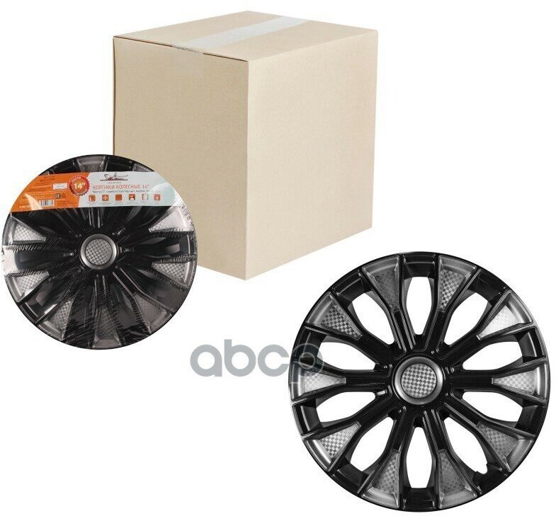 Колпаки колесные 16" "Волтек Т", серебристый/черный, карбон, компл. 2 шт. AIRLINE арт. AWCC1618