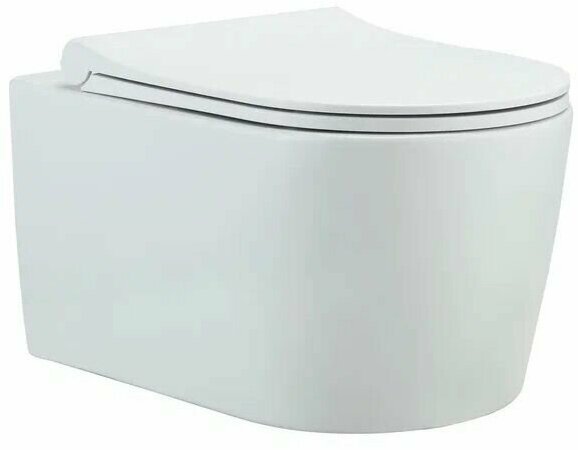 Унитаз подвесной Albano BeWash безободковый с сиденьем микролифт белый глянец 36383201 + EVB6388/Туалет/Ванная/Душ