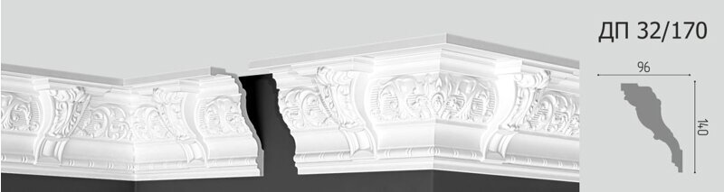 Плинтус потолочный Де-Багет ДП 32/170, 1шт (длина 2м)