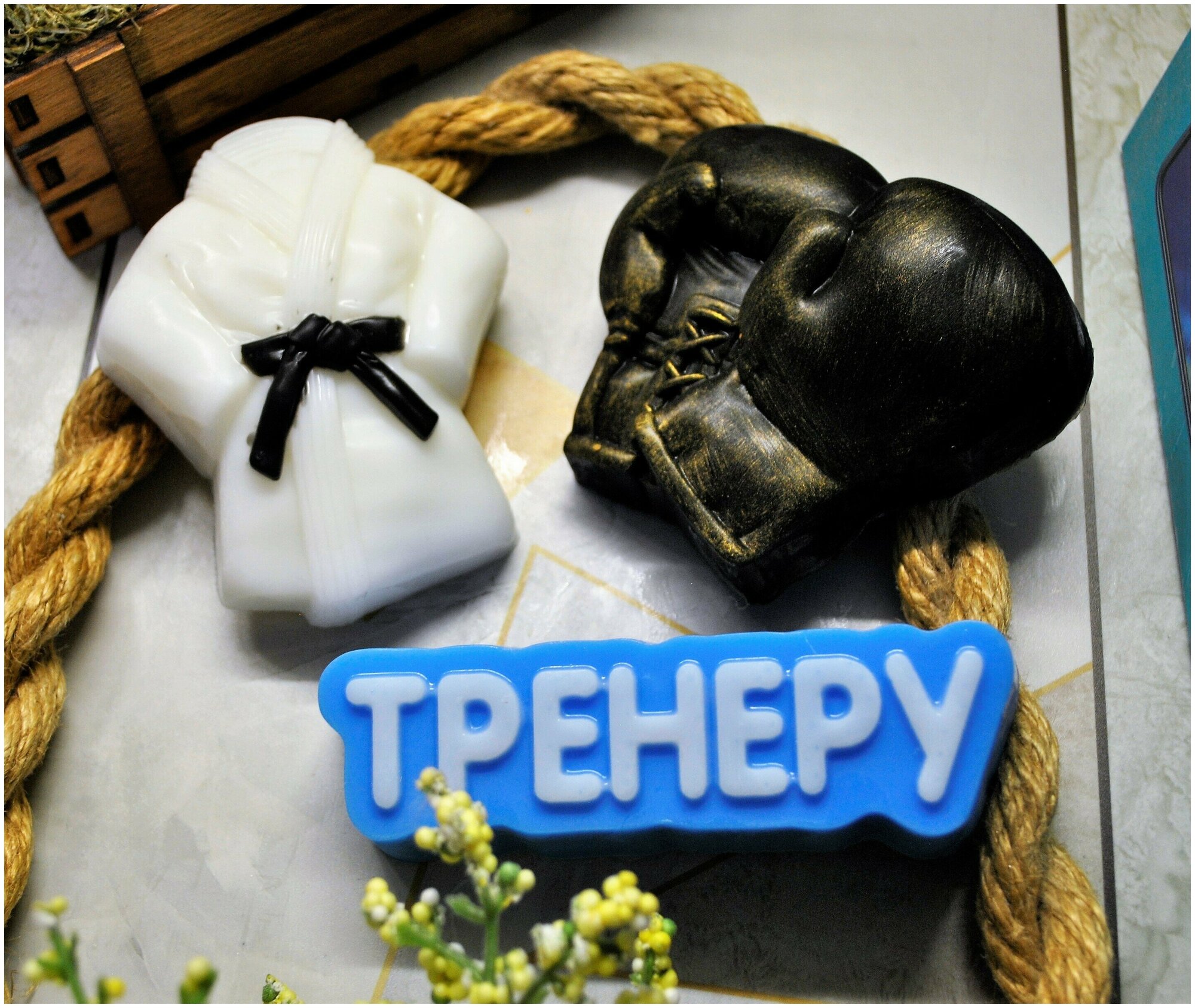 Набор пластиковых форм для мыла в спортивной тематике " Кимоно, боксерские перчатки и тренеру" - 3 шт.