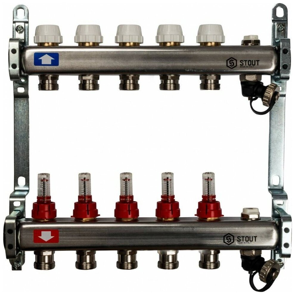 Коллектор с расходомерами, с запорными клапанами 5 вых. Stout (SMS-0927-000005)
