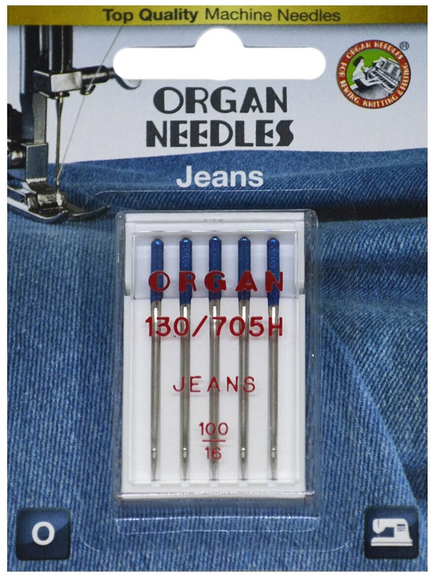ORGAN иглы машинные для джинсовой ткани № 100, 5 шт Blister