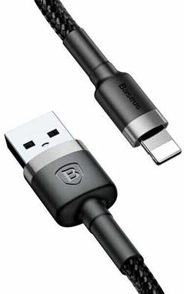 Кабель USB Baseus Cafule Lightning для Apple, 50см, черный-серый