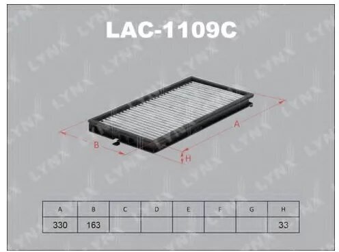 Фильтр воздушный салонный, LAC1109C LYNXauto LAC-1109C