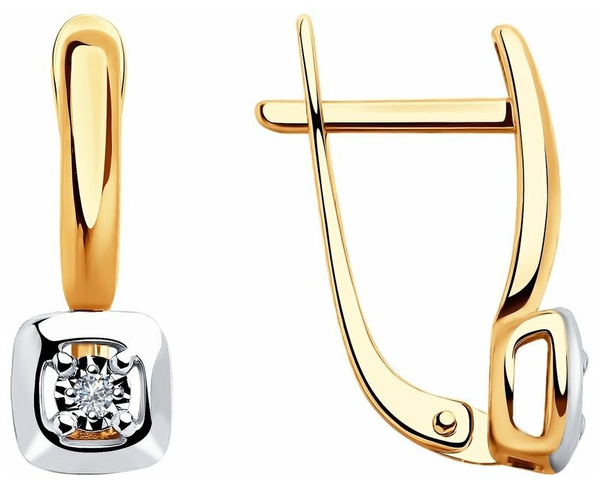 Серьги, красное золото, 585 проба, бриллиант