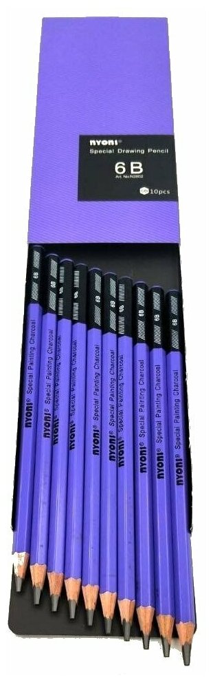 Карандаш чернографитный NYONI 10шт 6B