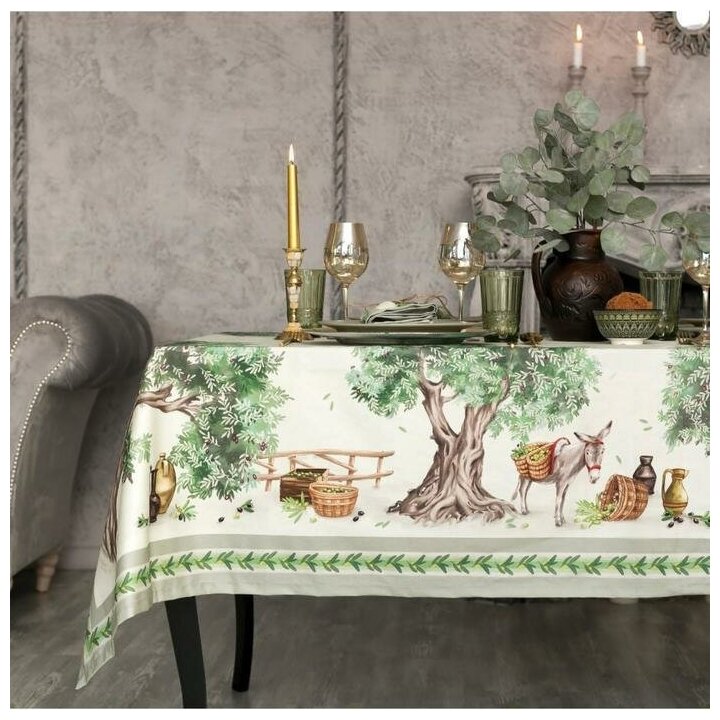 Набор столовый Этель Olivia, скатерть 110х145+/-3см, салфетки 40х40 см-4шт, 100% хлопок