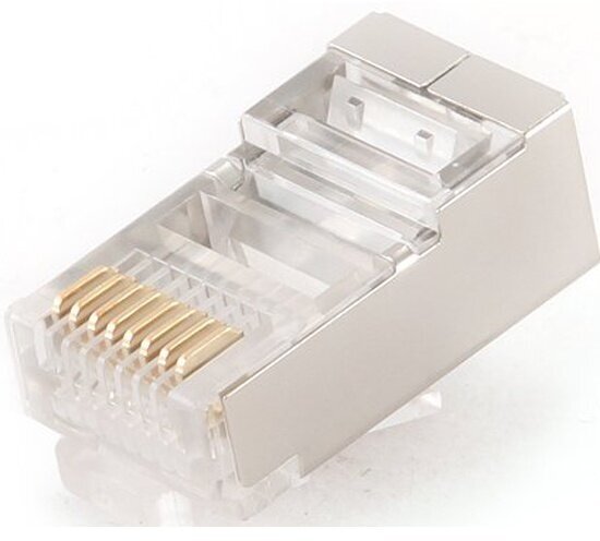 Вилка Gembird RJ-45 (8P8C) PLUG5SP/10 универсальная кат.5e экранированная, контакты 30 микрон (10 шт.)