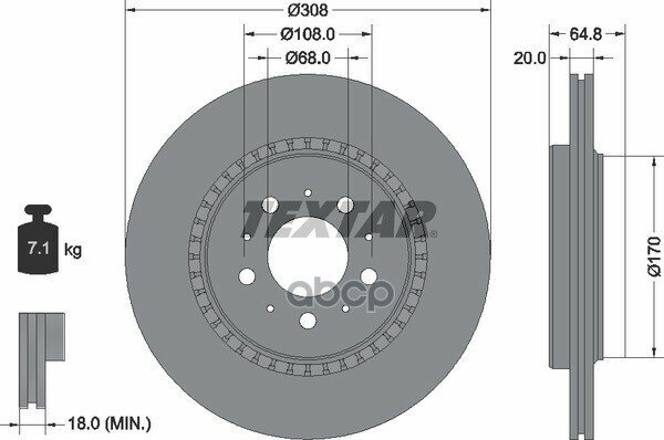 Диск тормозной задний с покрытием PRO VOLVO TEXTAR 92126803 Textar арт. 92126803