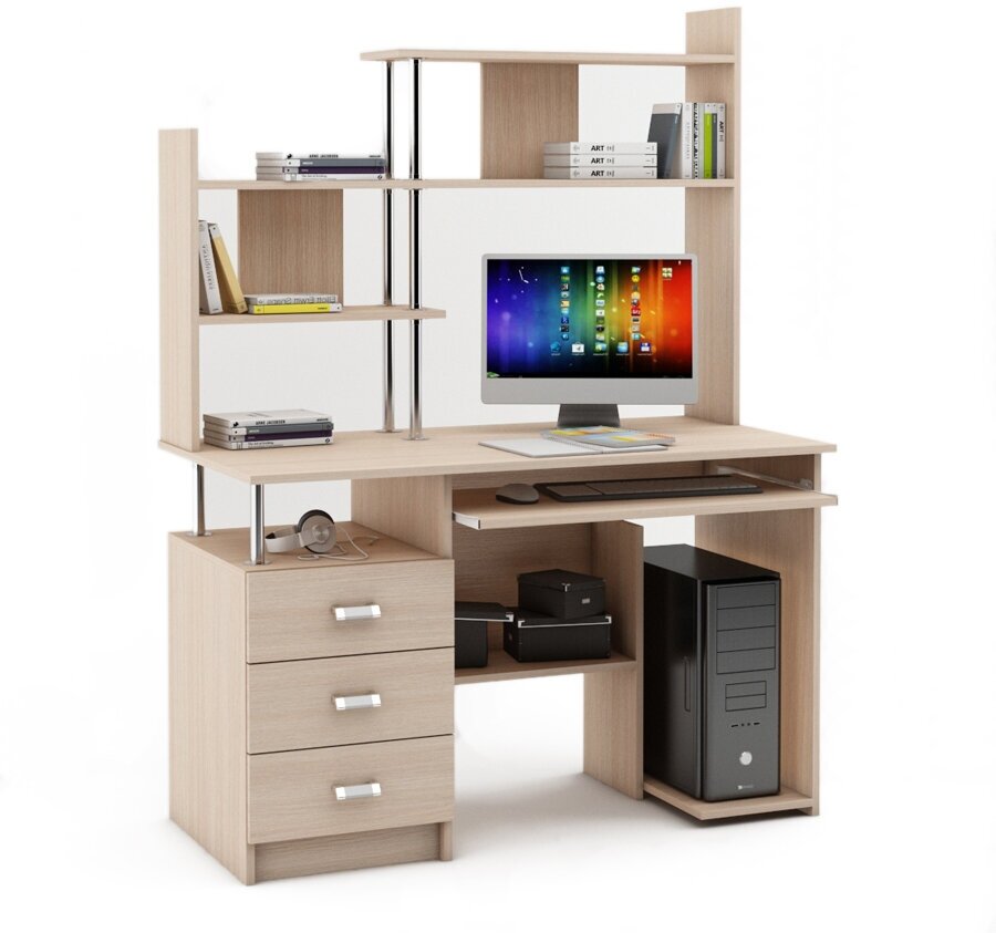 Стол компьютерный "Имидж (Арсенал) 27", с надстройкой и ящиками, 120х60х162см