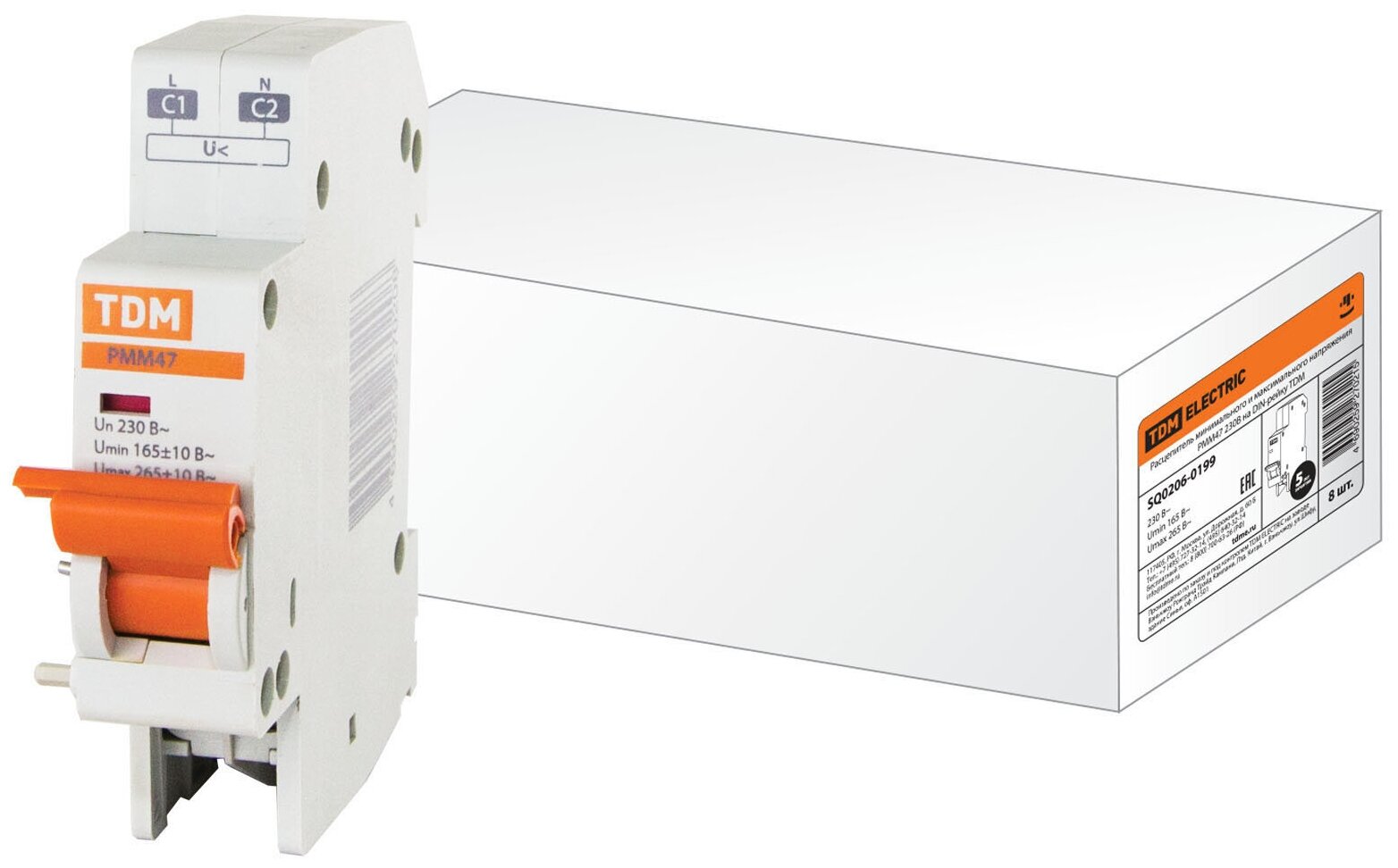 Расцепитель минимального и максимального напряжения РММ47 (для ВА47-29/ВА47-100) на DIN-рейку TDM (упак. 8 шт.)