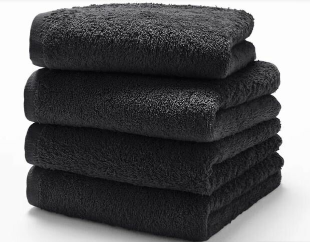 Полотенца гостевые с петелькой LA REDOUTE INTERIEURS Scenario черные, комплект 4 шт, размеры 40х40 см, изготовлено в Бангладеш