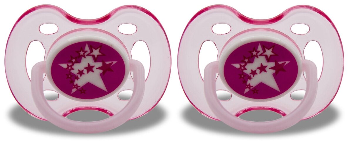 Соска-пустышка Baby land силиконовая круглая ночная, 2 шт(0мес, 6мес)