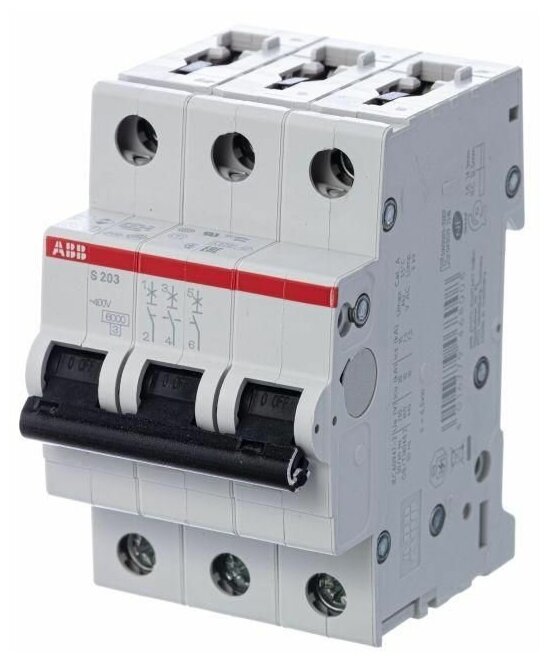 Выключатель автоматический модульный 3п B 25А 6кА S203 B25 ABB 2CDS253001R0255