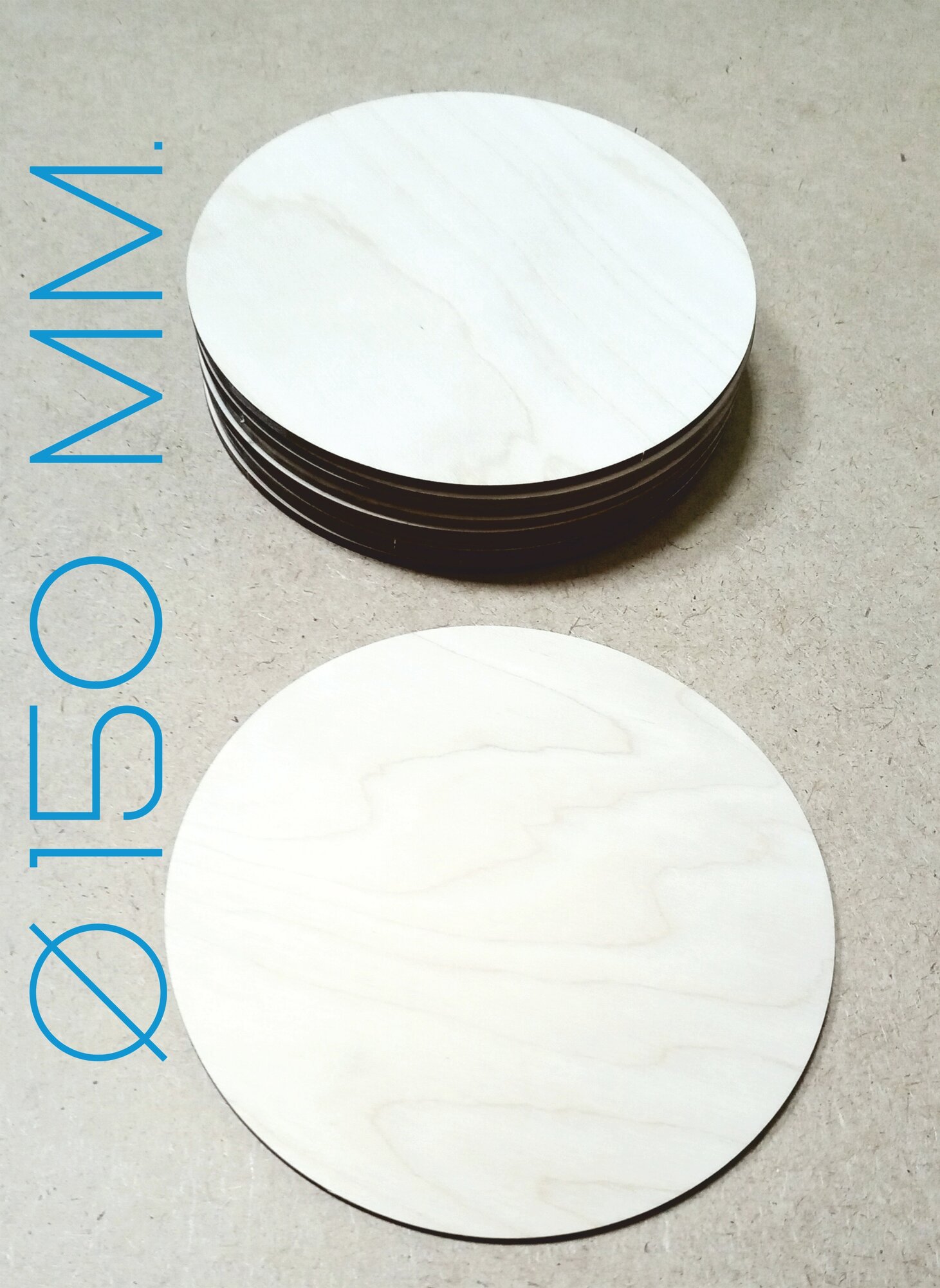 Круги 15 см, из фанеры, набор 10 штук, заготовка для творчества, круг, подложка для торта