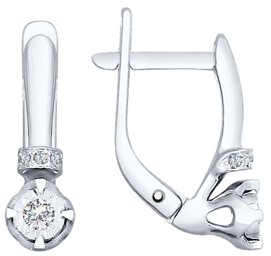 Серьги, белое золото, 585 проба, бриллиант