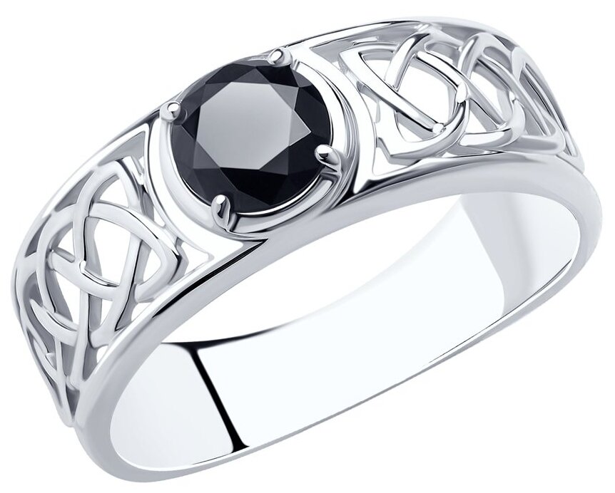 Кольцо, серебро, 925 проба, родирование, фианит