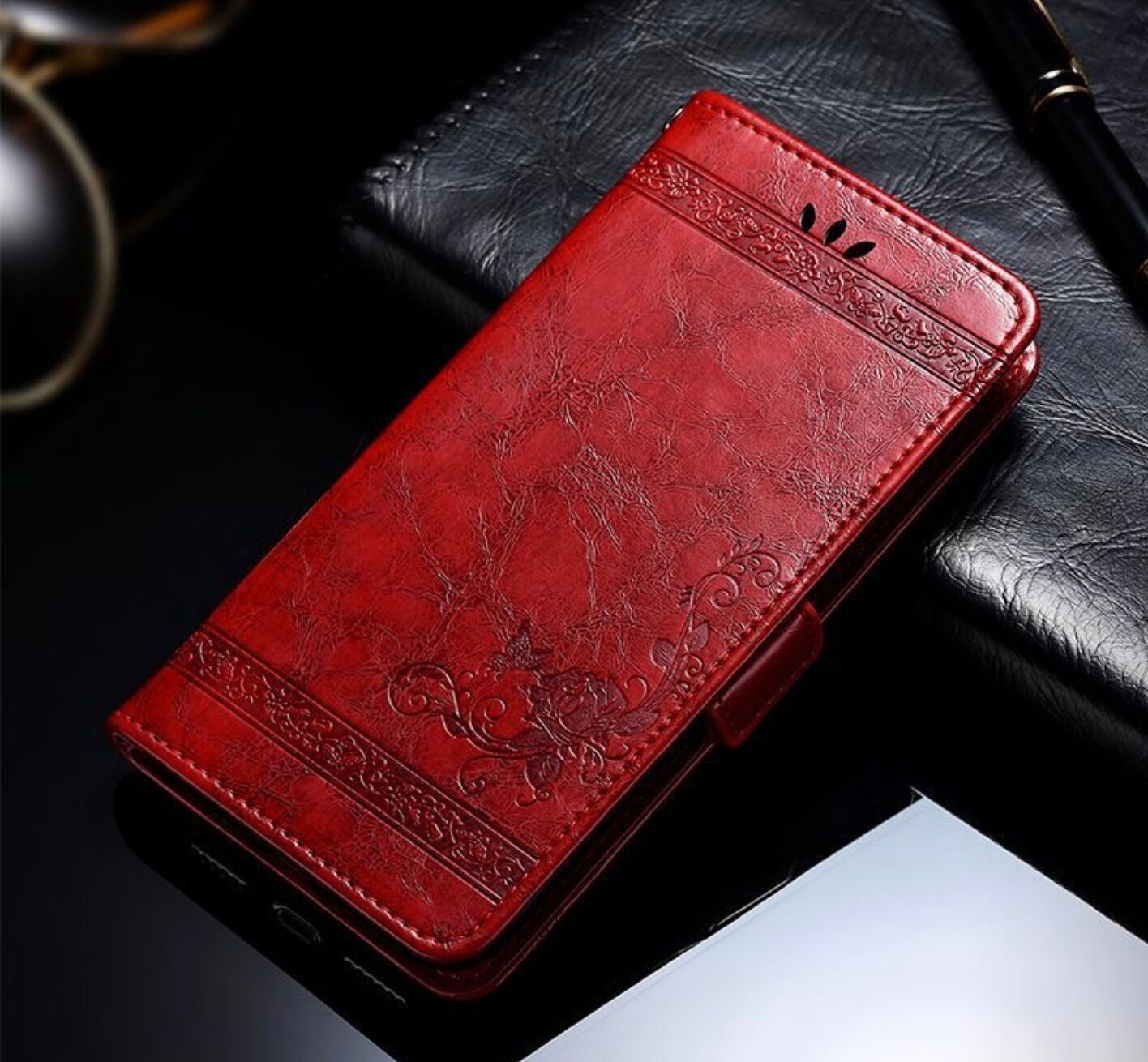 Чехол-книжка MyPads Libro Vintage для Xiaomi Redmi Note 12 / Poco X5 из импортной кожи в стиле Ретро красный