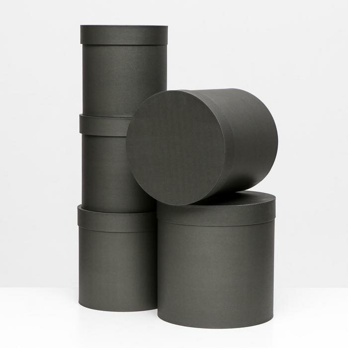 Набор круглых коробок 5 в 1 «Краски», чёрный однотонный, 25×25×25 - 19×19×19 см