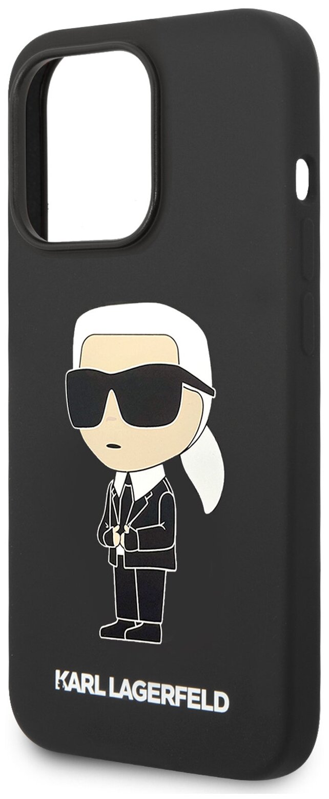 Lagerfeld для iPhone 14 Pro Max чехол Liquid silicone NFT Karl Ikonik Hard Black