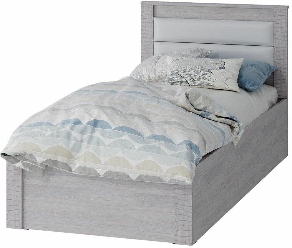 Кровать "Монако" КР-17 ясень белый/F12 + Настил ЛДСП 0,9 (с кромкой) (Мебелони)