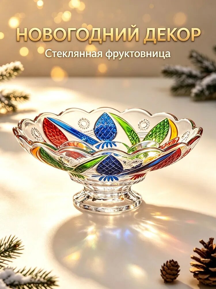 BINYOUMI Креманка 29 см стекло 1 шт цвет сиреневый Новогодний декор