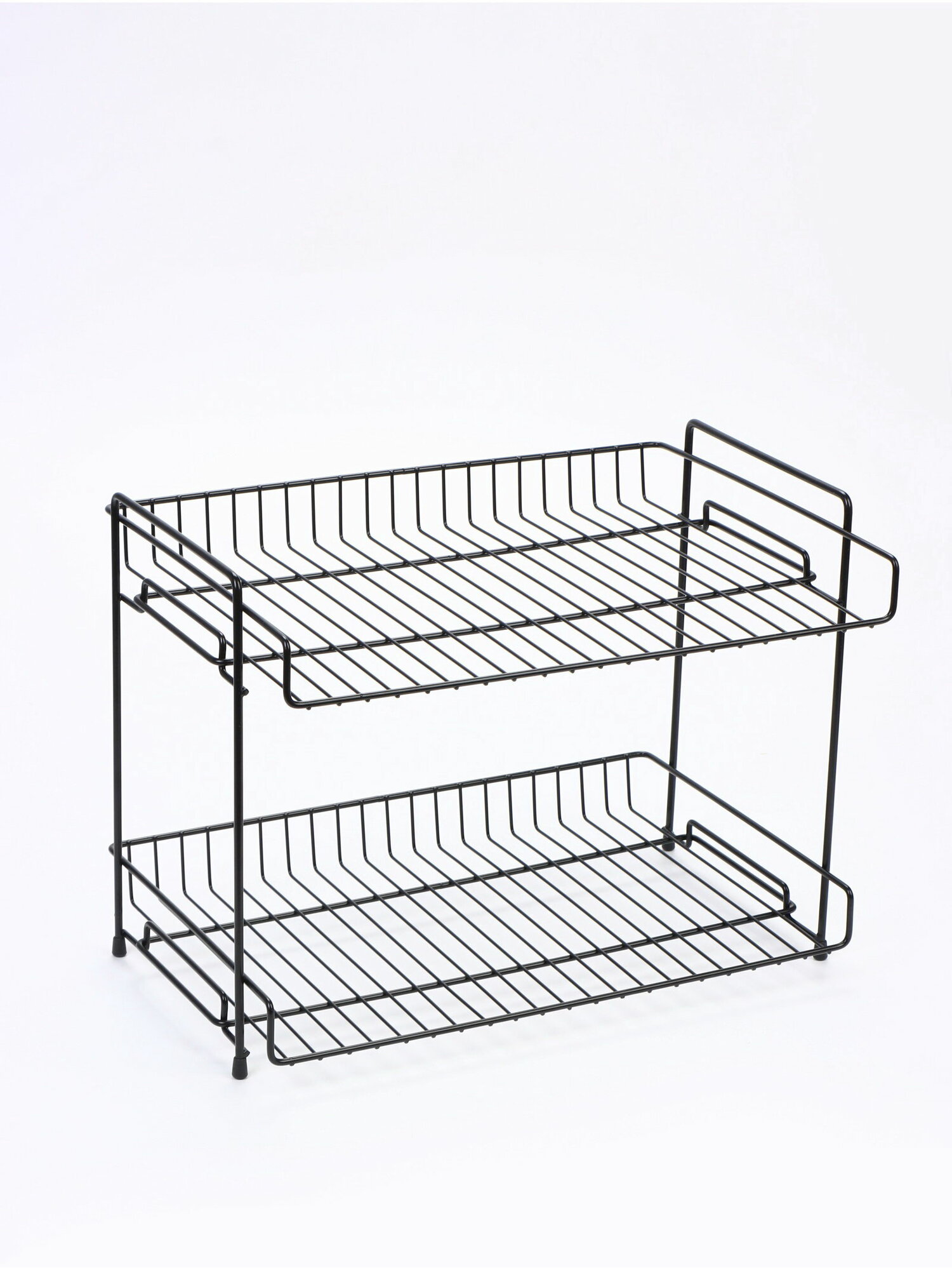 Полка-органайзер для кухни 2-х ярусная, универсальная, 40x29x30 см, чёрная