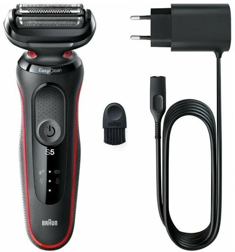 Электробритва Braun 51-R1000s Series 5, черная/красная, Германия.