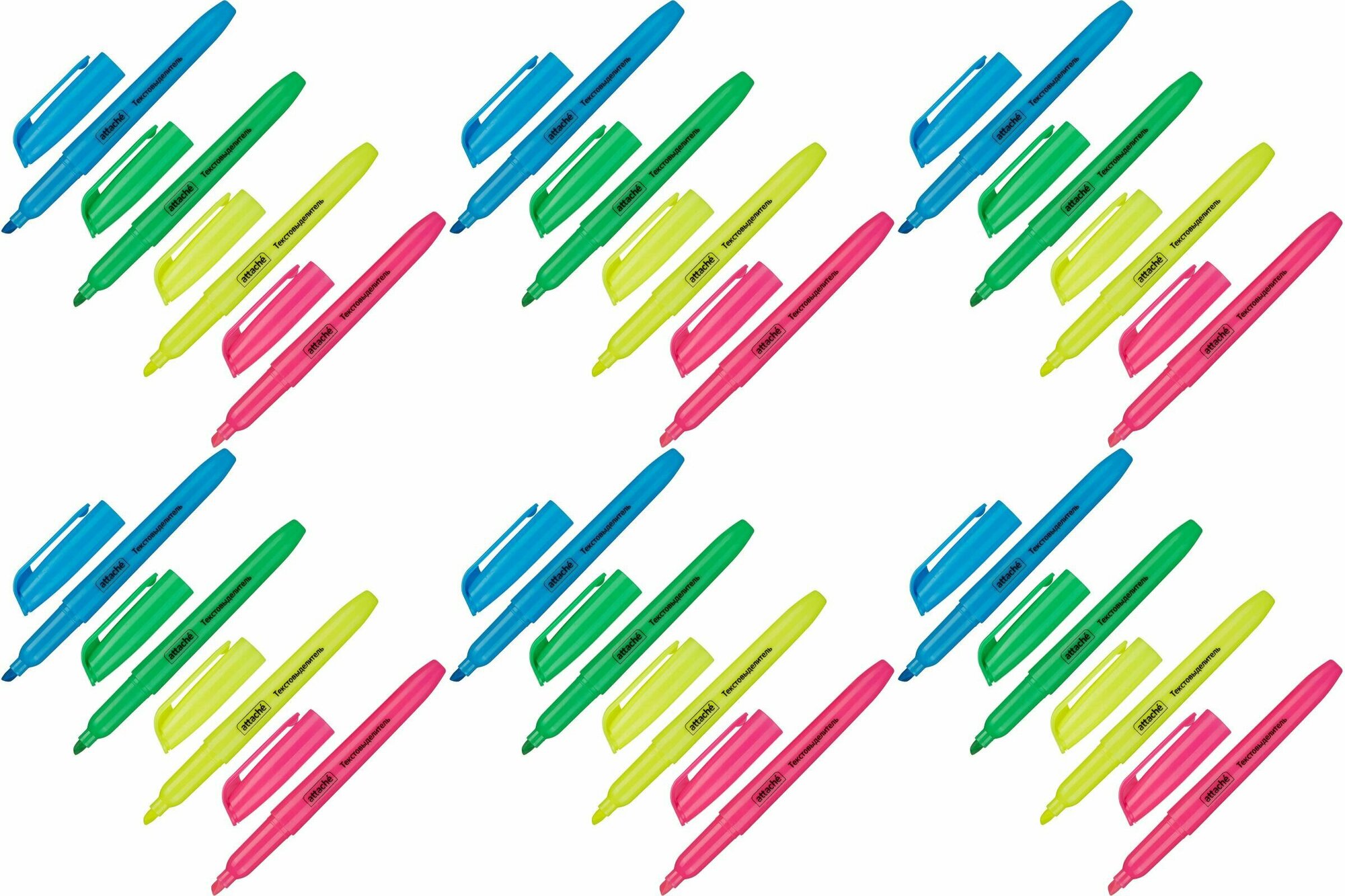 Attache Набор маркеров текстовыделителей 4 цвета, 1-3,9 мм, 6 шт