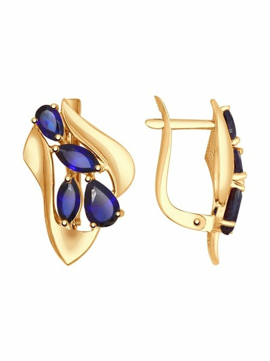 Серьги, красное золото, 375 проба, сапфир синтетический