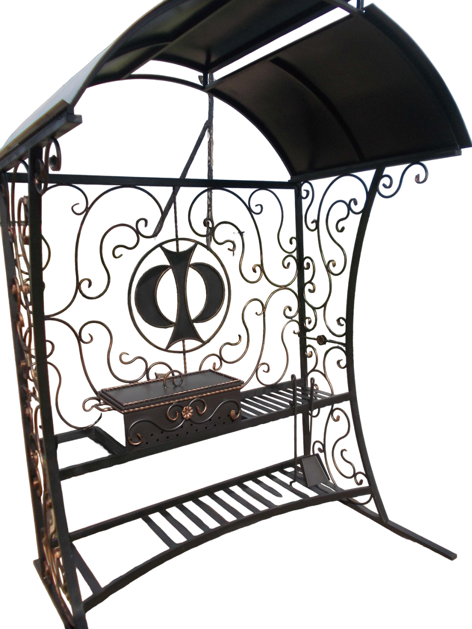 Мангал с крышей, с навесом, для дачи и дома, ручная работа с элементами ковки, греческая Фи