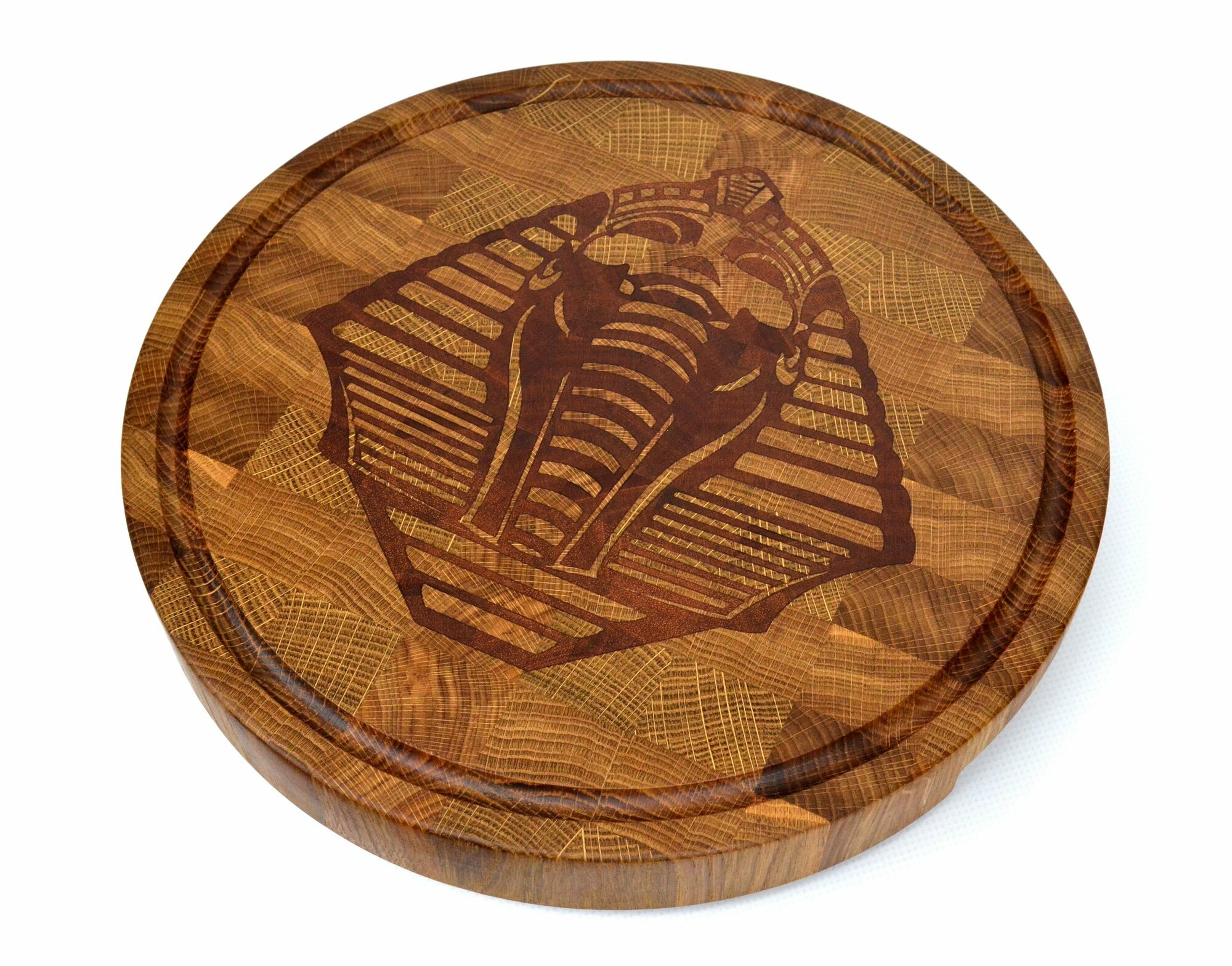Торцевая доска "Фараон" Wooden Plate, 29 см, дуб/махагон
