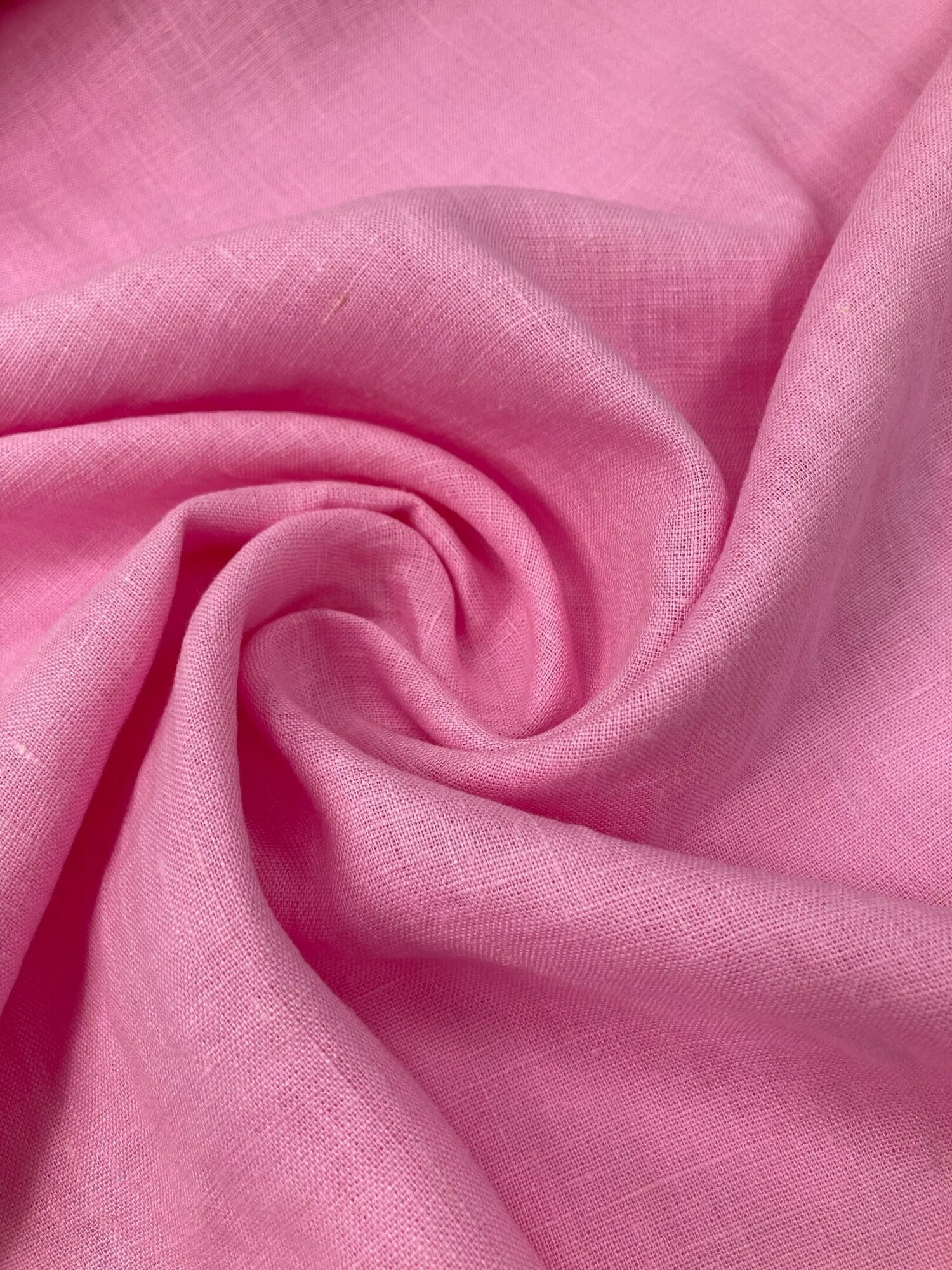 Ткань льняная костюмная Розовый пион с эффектом мятости, плотность 190 гр, ширина 145 см, отрез 2 м