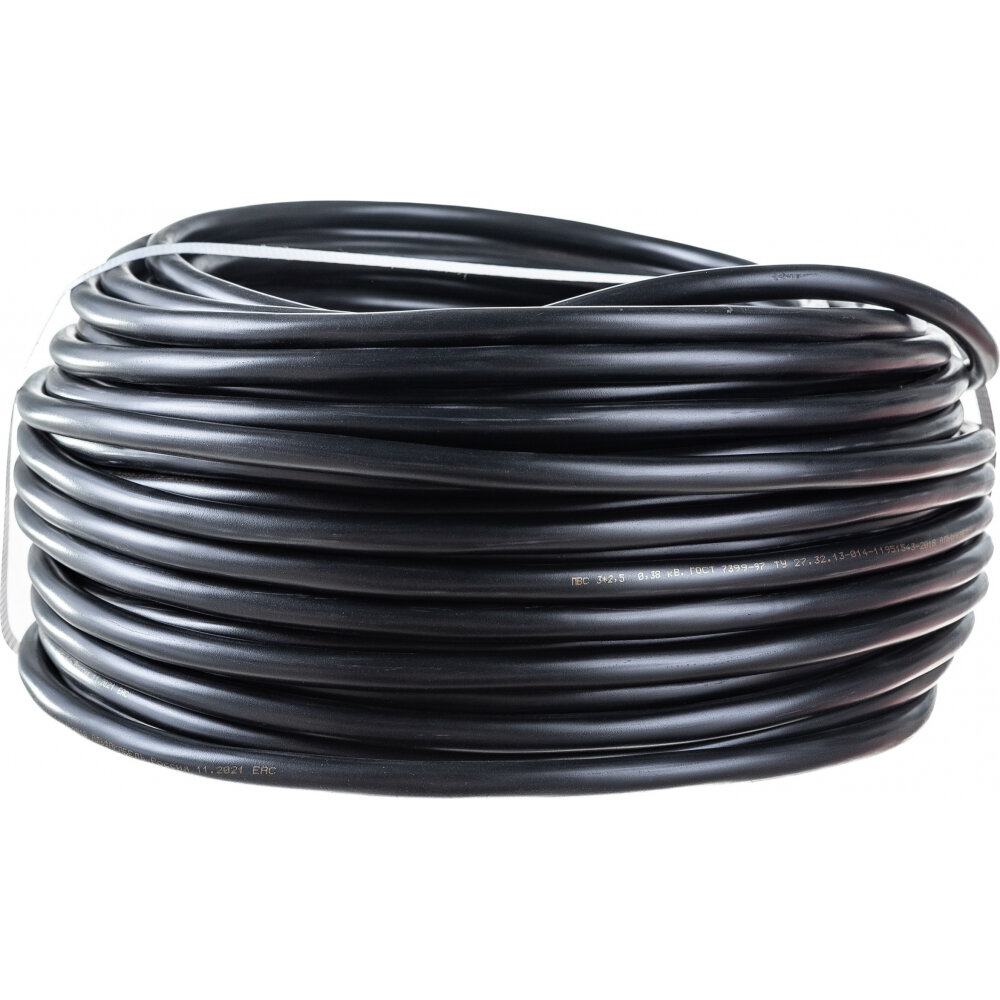 Провод ПВС альфакабель 3х2,5 мм черный ГОСТ 50 м 05204