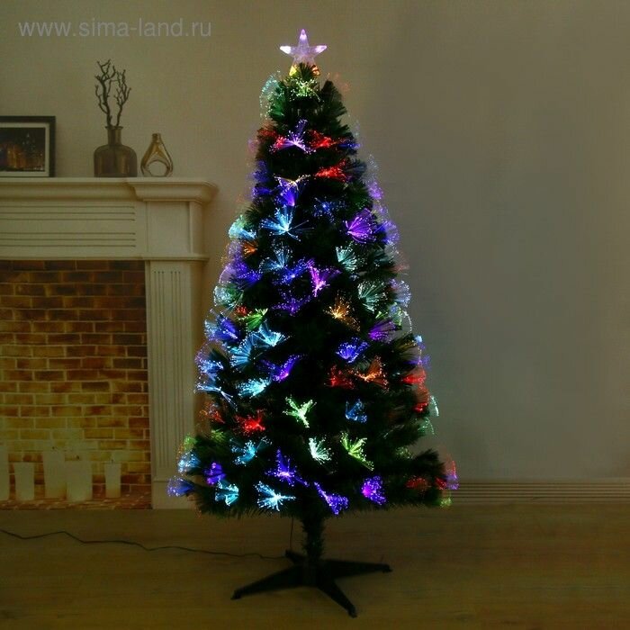 Ёлка фиброоптическая пучок радужный 150 см, d нижнего яруса 72 см, 170 веток